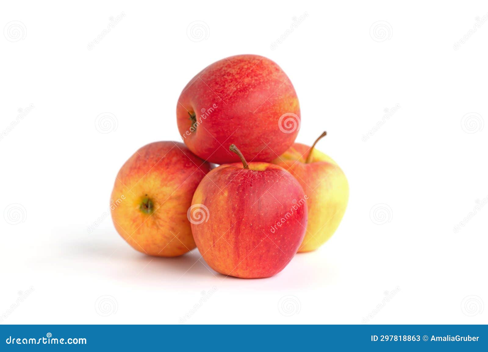 Group of Four Red Apples (Malus Domestica) Isolated on White. Stock ...