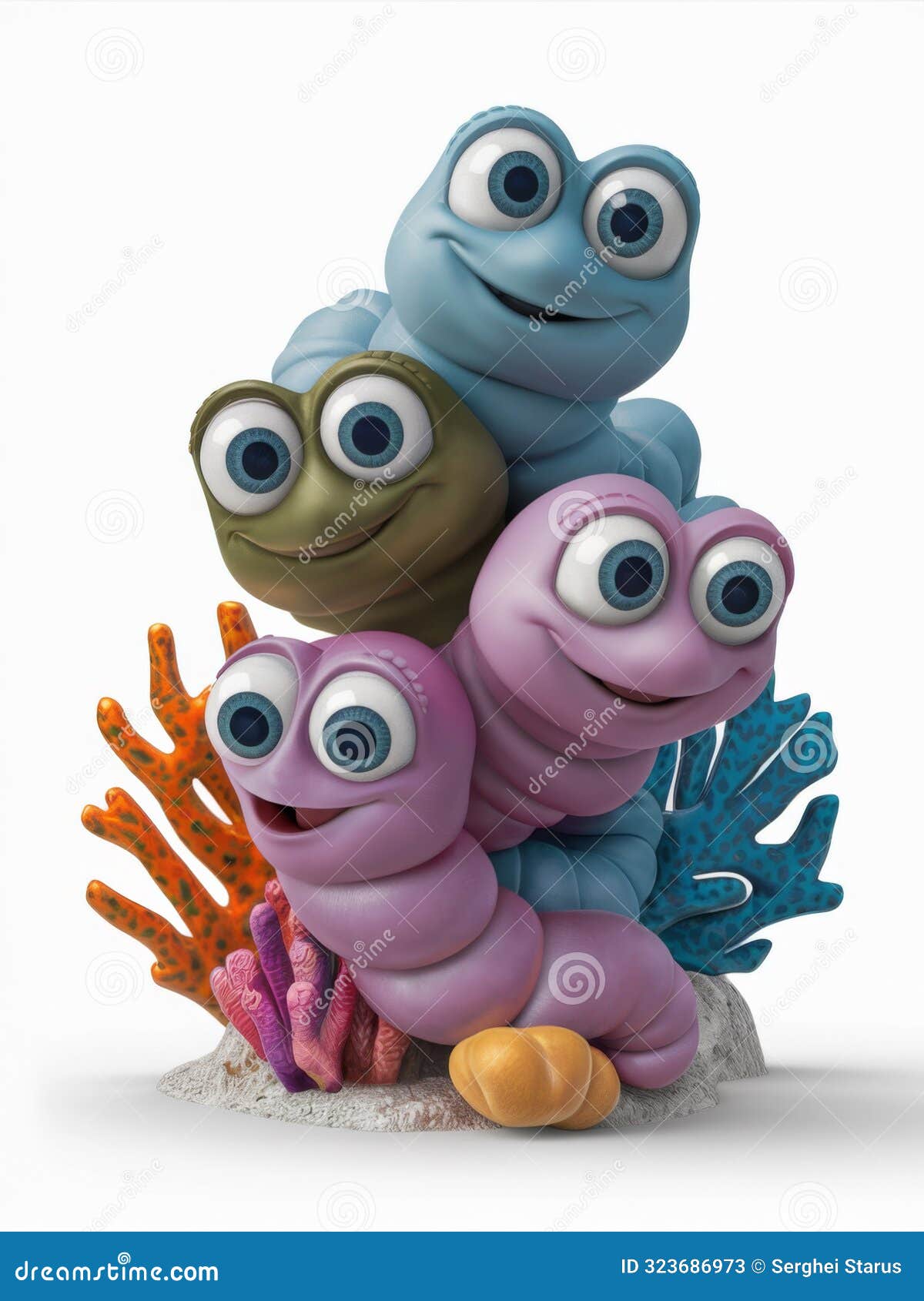 A Group of Four Small Creatures are Sitting on Top of Each Other, AI ...