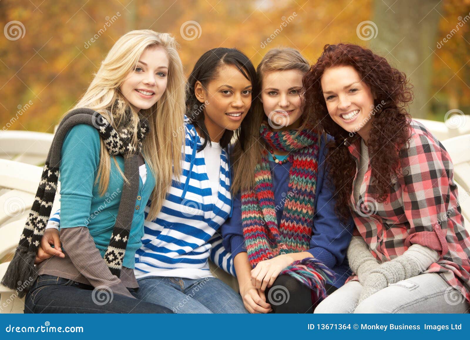 Group of Four Teenage Girls Sitting on Bench Stock Photo - Image of ... Group of Four Teenage Girls Sitting on Bench Stock Photo - Image of ...