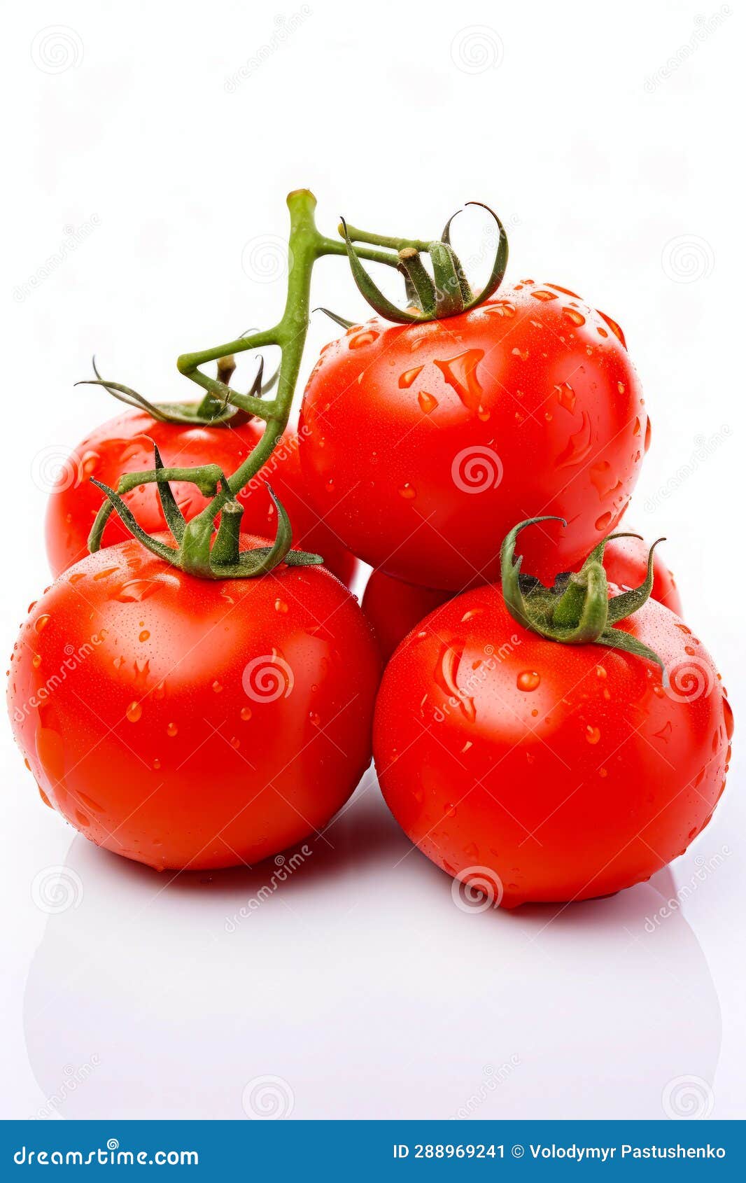 Group of Four Tomatoes with Water Droplets on Them on White Surface ...