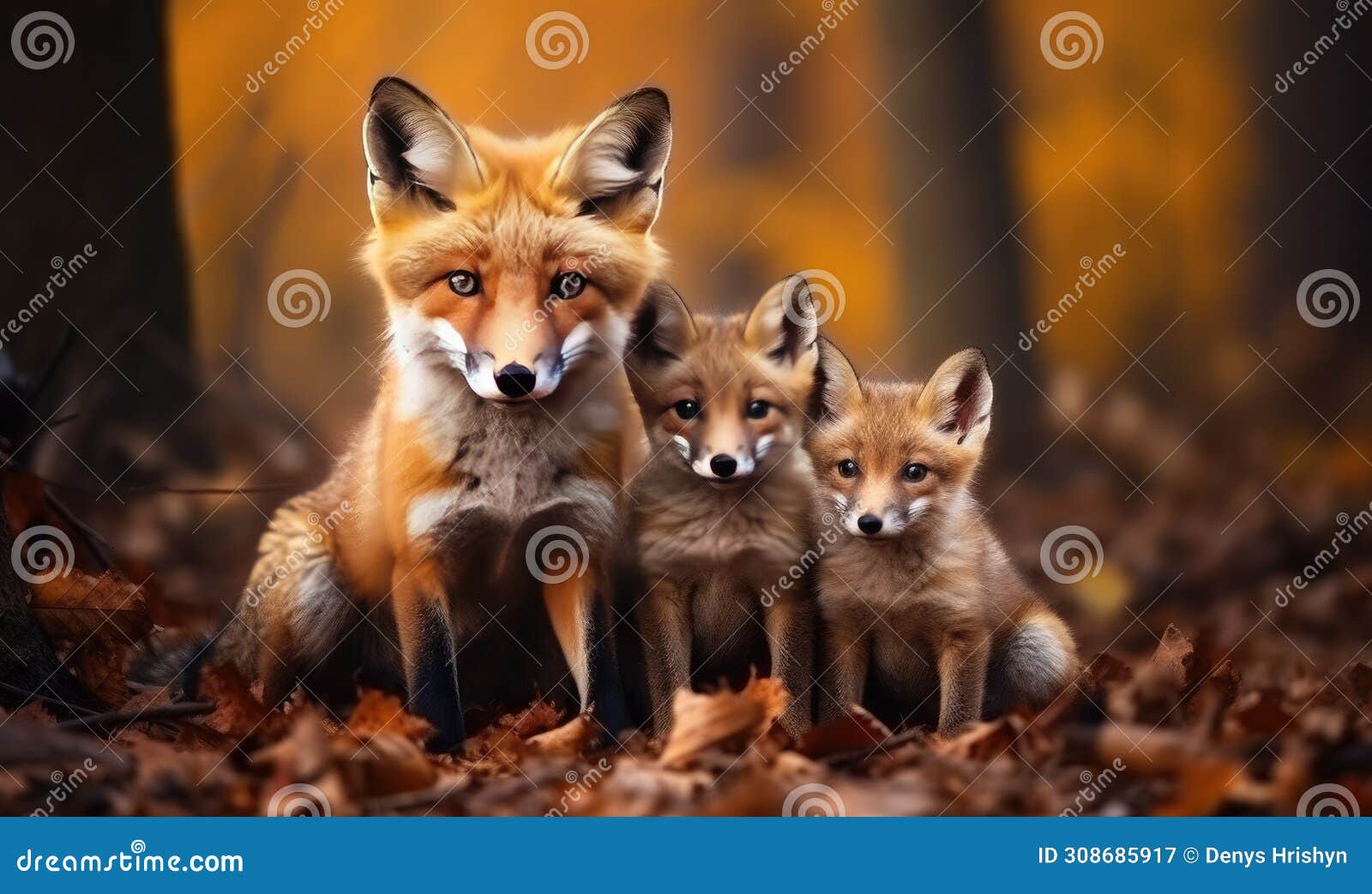 Group of Foxes in Forest stock image. Image of closely - 308685917