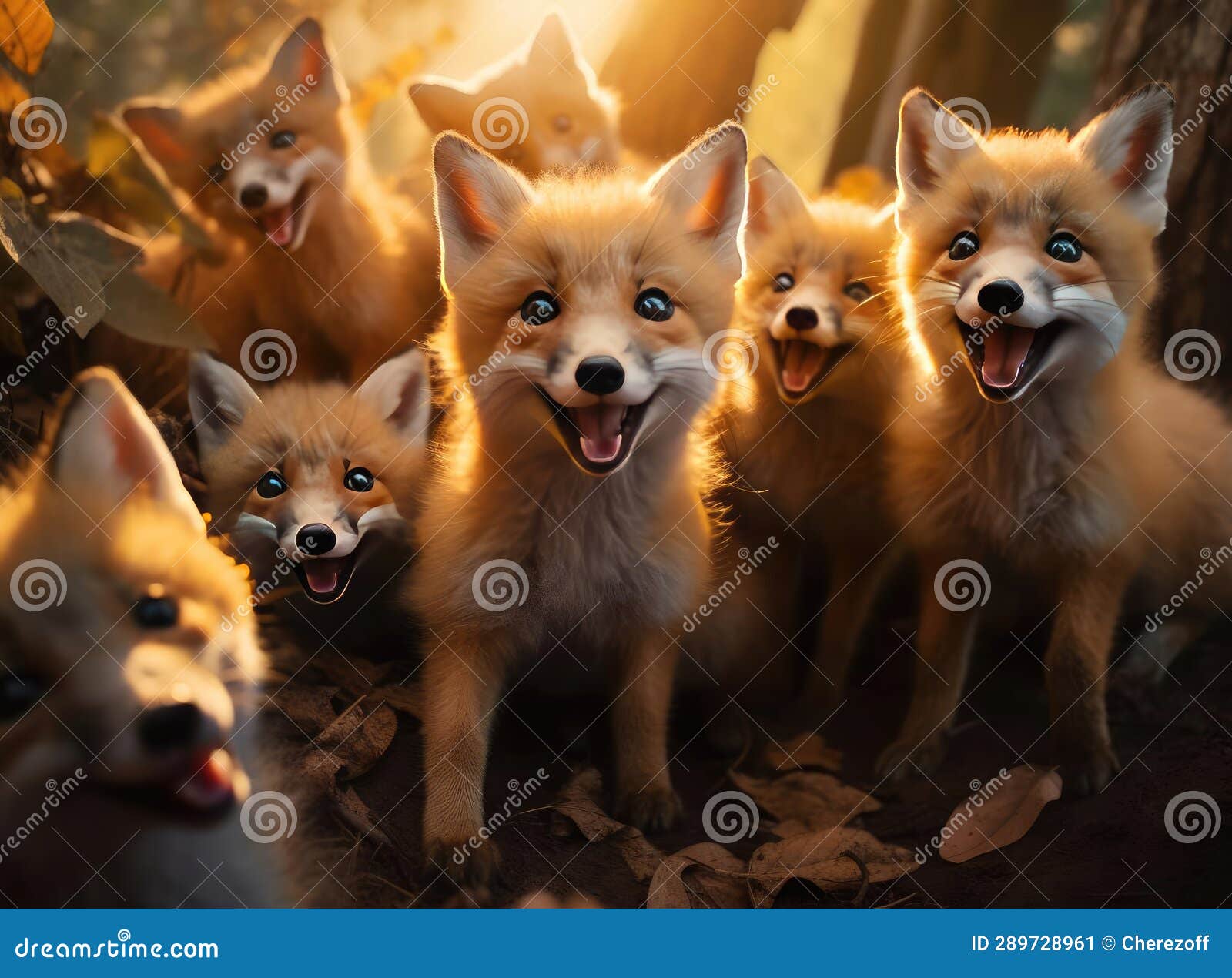 A Group of Foxes Looking at the Camera Stock Illustration ...