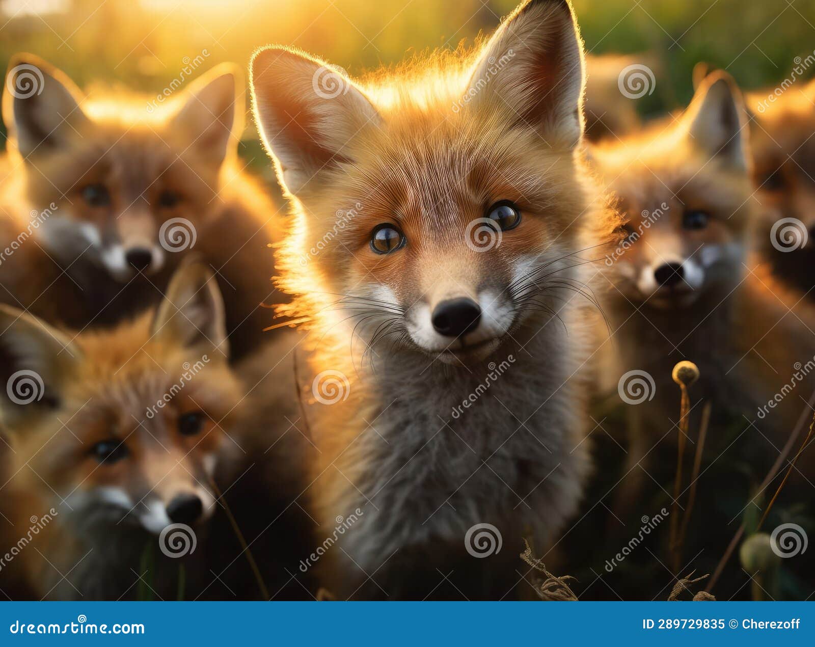 A Group of Foxes Looking at the Camera Stock Illustration ...