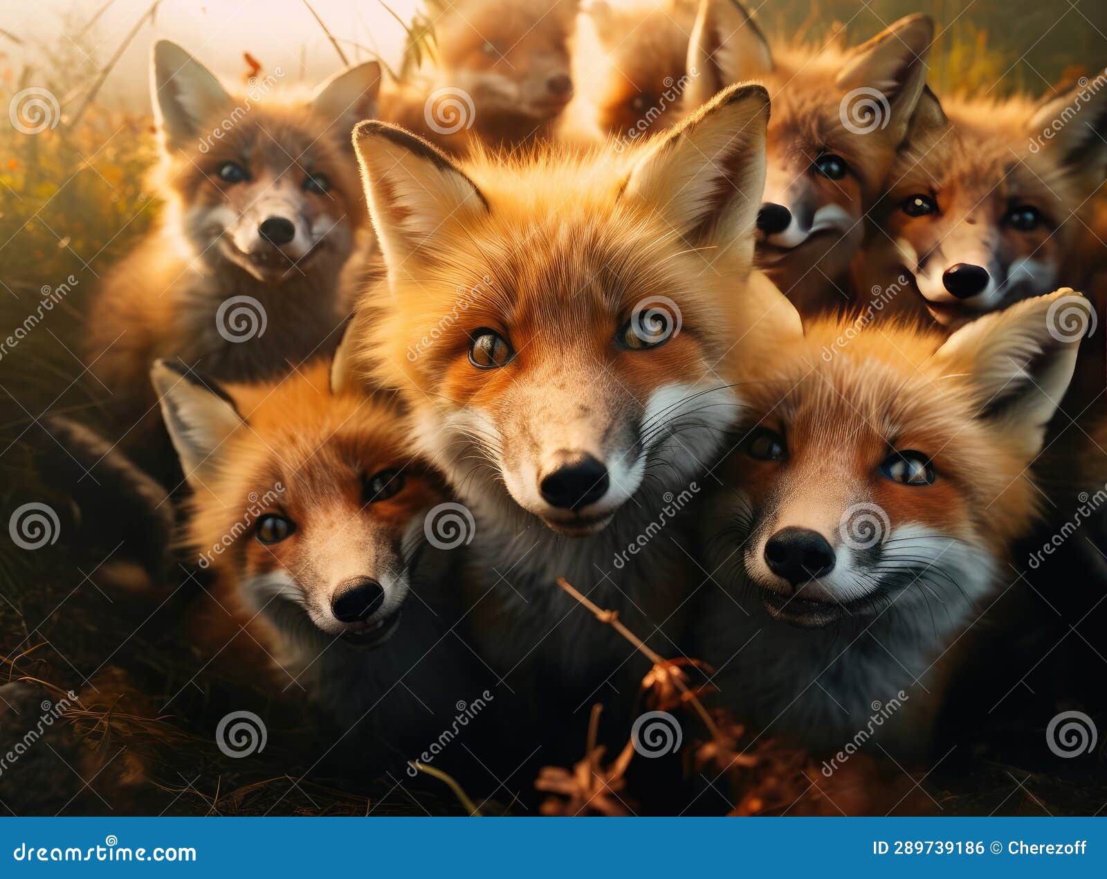 A Group of Foxes Looking at the Camera Stock Illustration ...