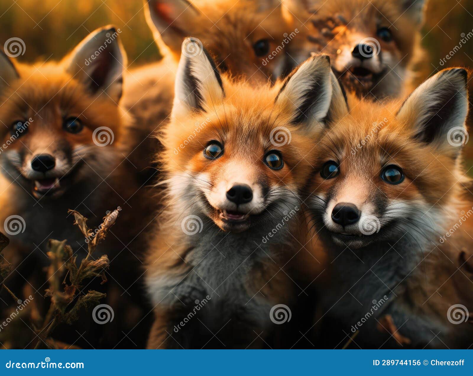 A Group of Foxes Looking at the Camera Stock Illustration ...