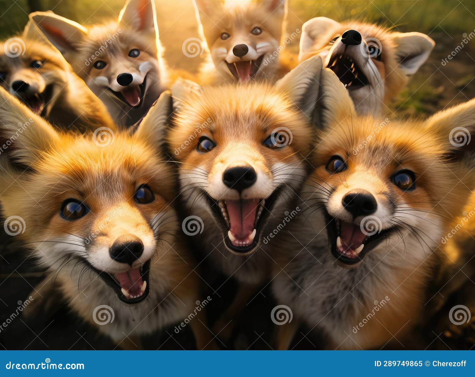 A Group of Foxes Looking at the Camera Stock Illustration ...