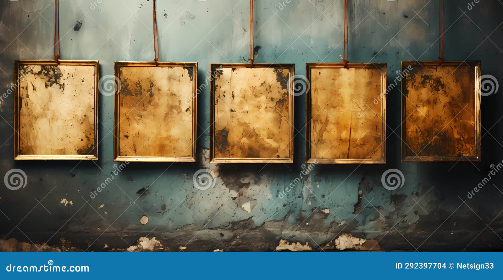 Group of Frames on a Wall stock illustration. Illustration of indoors ...