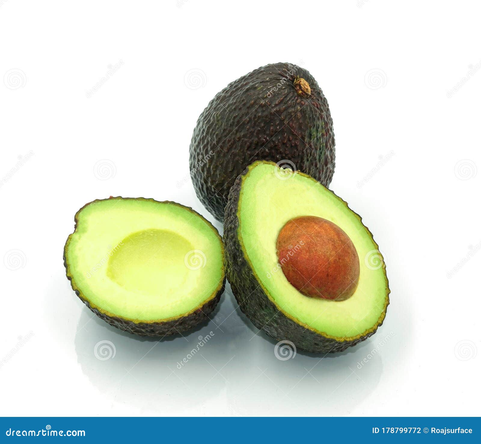 Group of Fresh Organic Avocado Oil Fruit Oval Shape Cut Half for Eat ...