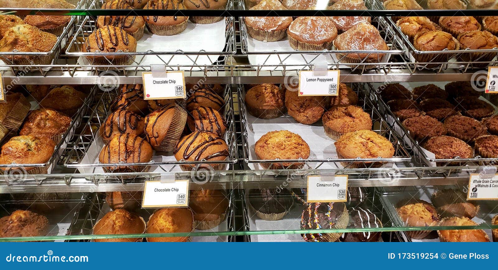 A Group of Fresh Delicious Muffins for Breakfast in a Market Display ...