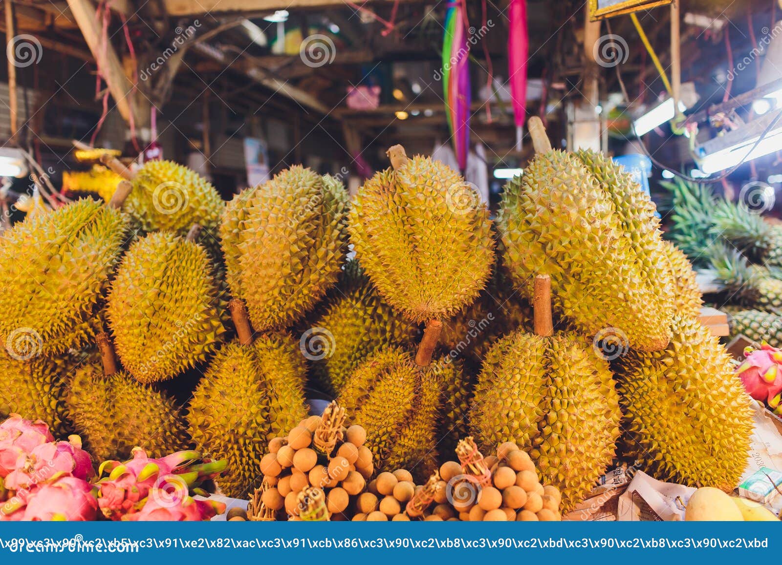 Group of Fresh Durians in the Durian Market. Stock Image - Image of ...