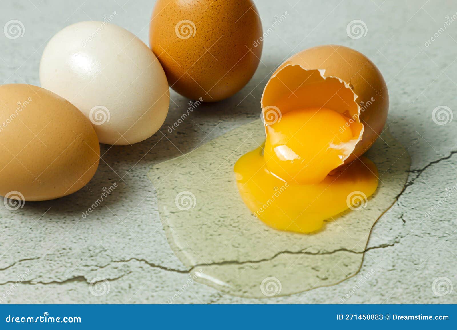 Group of Fresh Eggs on Top, Cracked Egg Stock Image - Image of ...