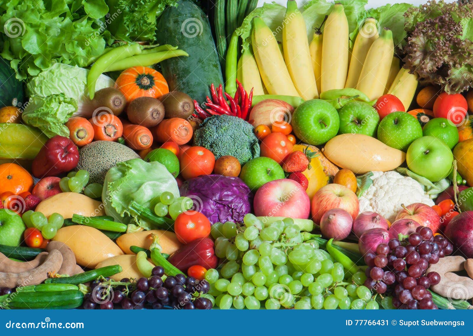 Group of Fresh Fruits and Vegetables Stock Image - Image of organic ...