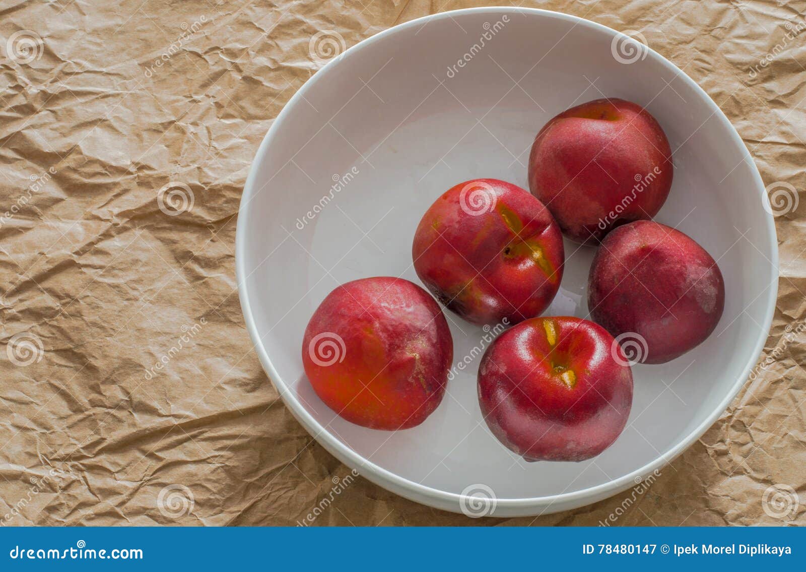 Group of Fresh Organic Peaches on a Craft Paper Stock Image - Image of ...