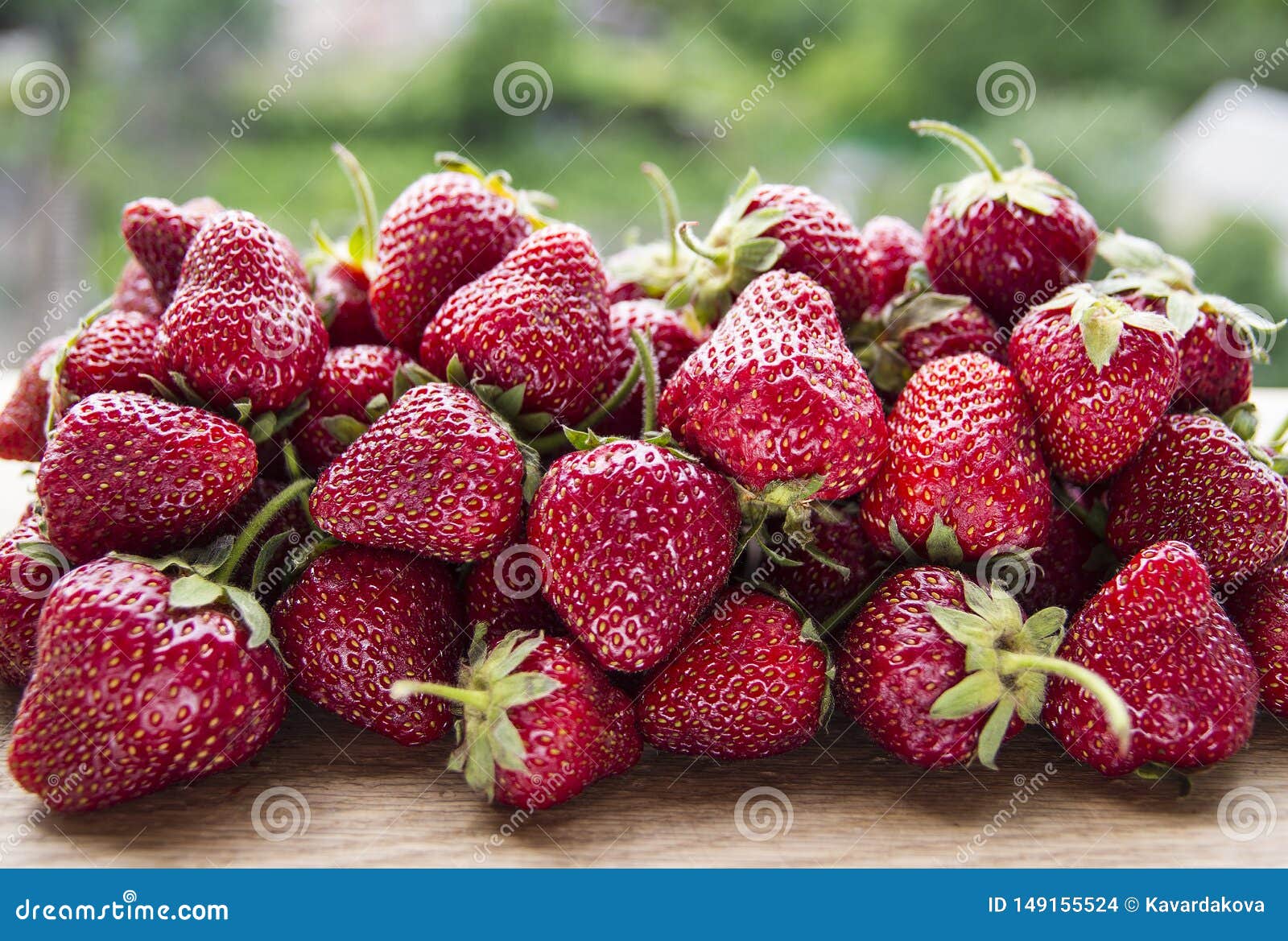 Group of Strawberries on Rustic Background Stock Photo - Image of ...