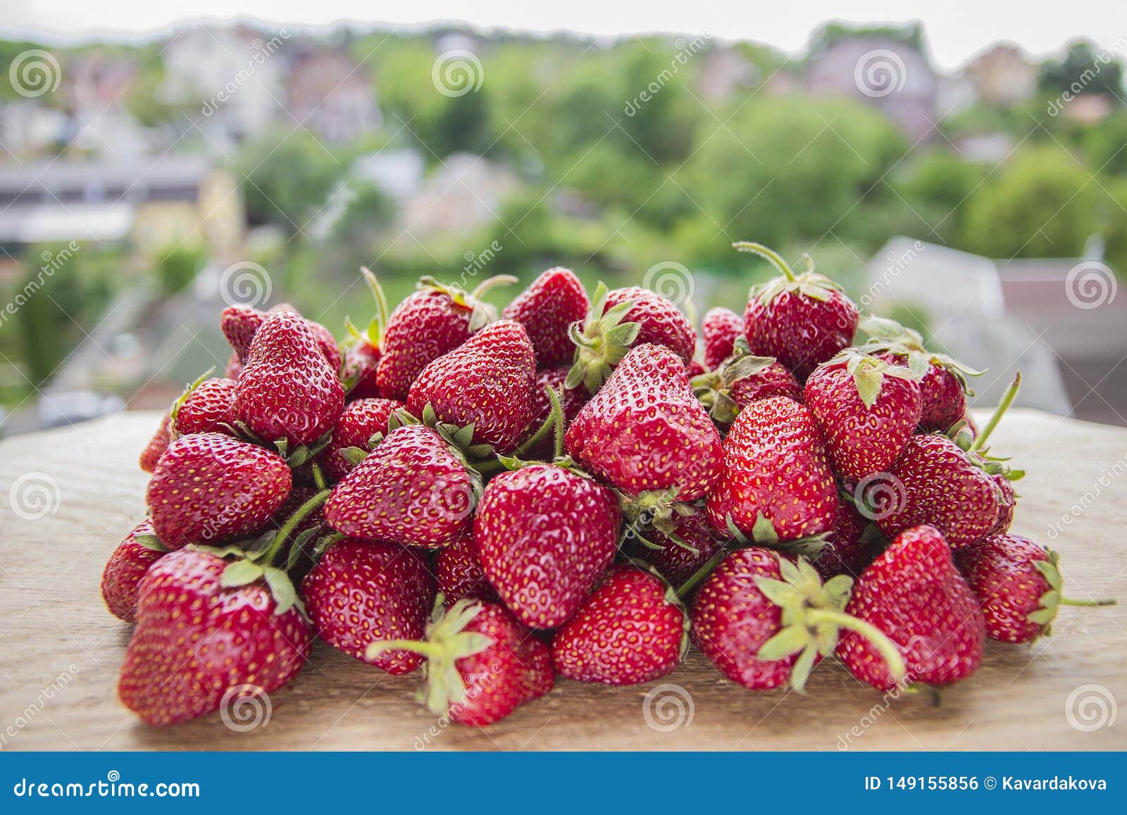 Group of Strawberries on Rustic Background Stock Photo - Image of ...