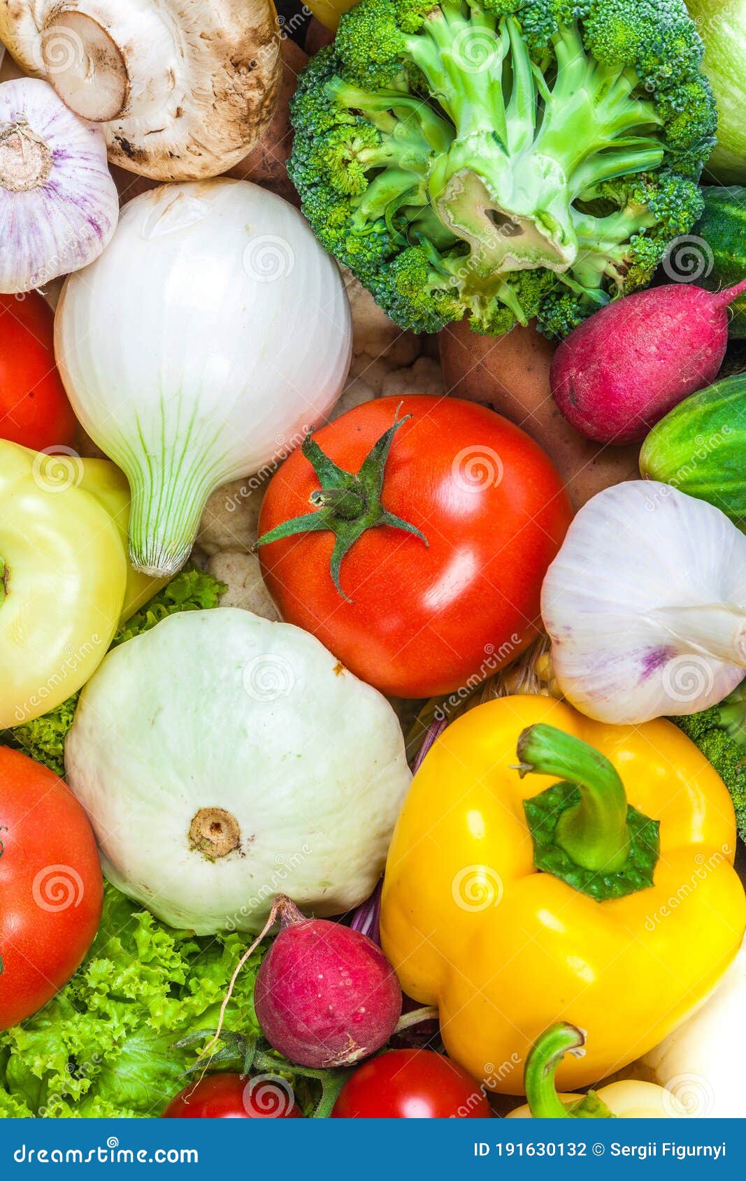 Group of fresh vegetables stock photo. Image of champignon - 191630132