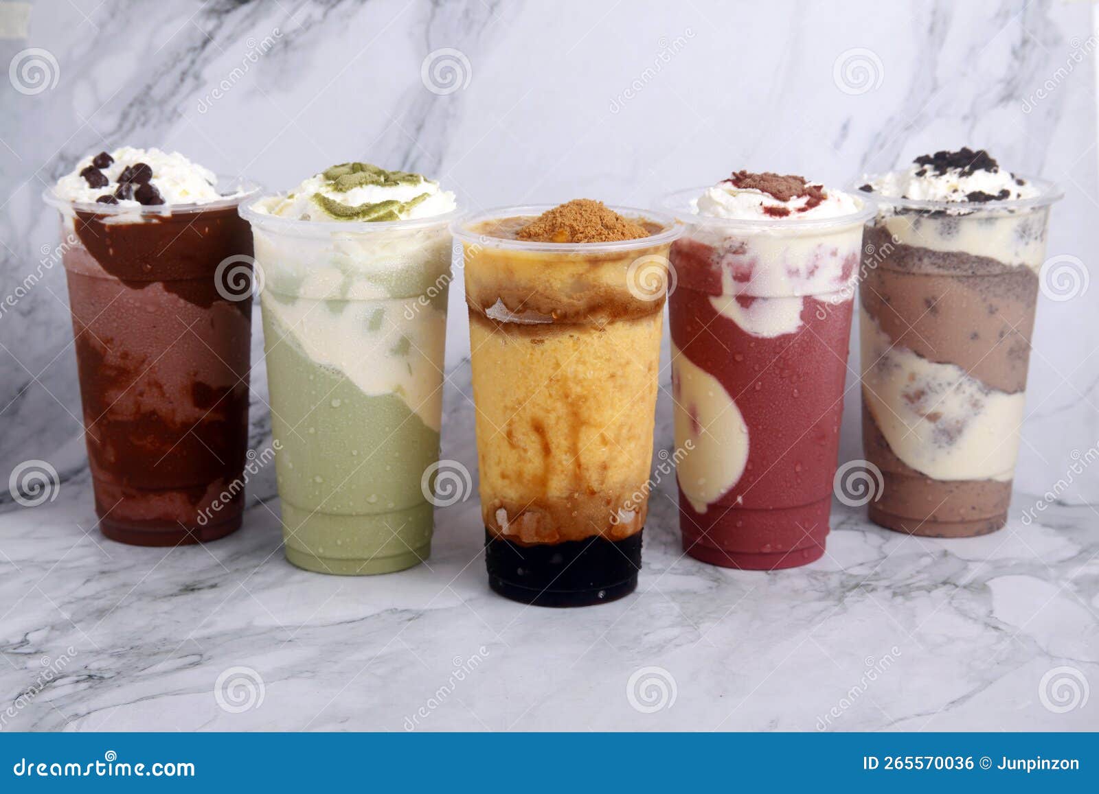 Group of Freshly Made Flavored Frappe and Shake Stock Photo - Image of ...