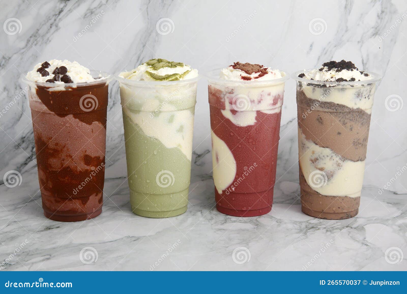 Group of Freshly Made Flavored Frappe and Shake Stock Image - Image of ...