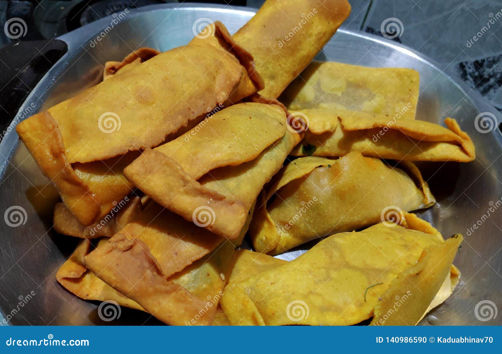 Group of Fried Snack in a Pan. Stock Photo - Image of flour, fried ...