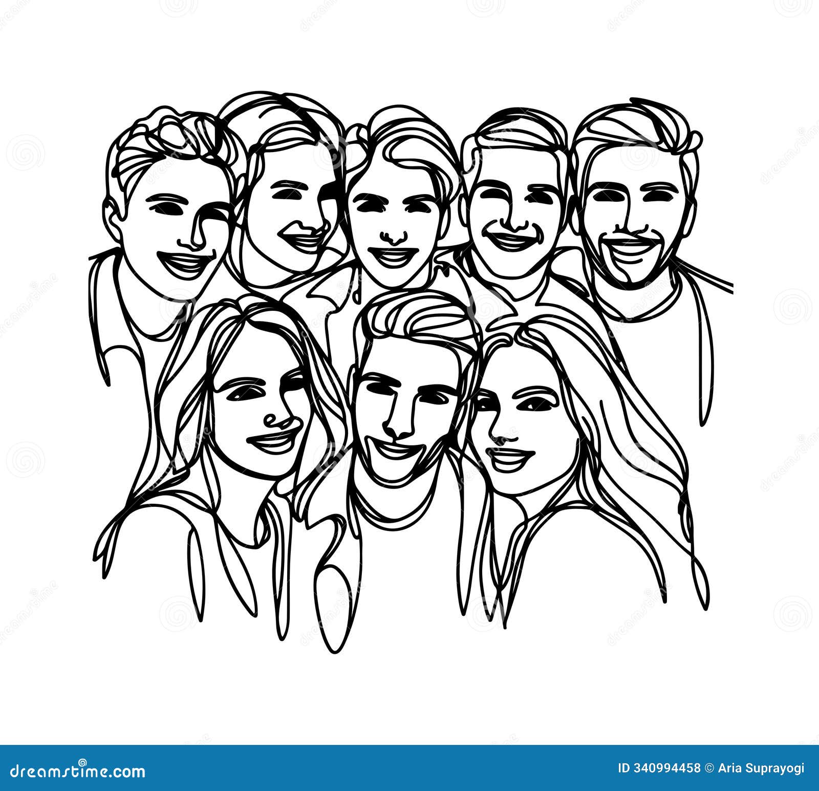 Group of Friend Continuous Line Drawing Vector Stock Illustration ...