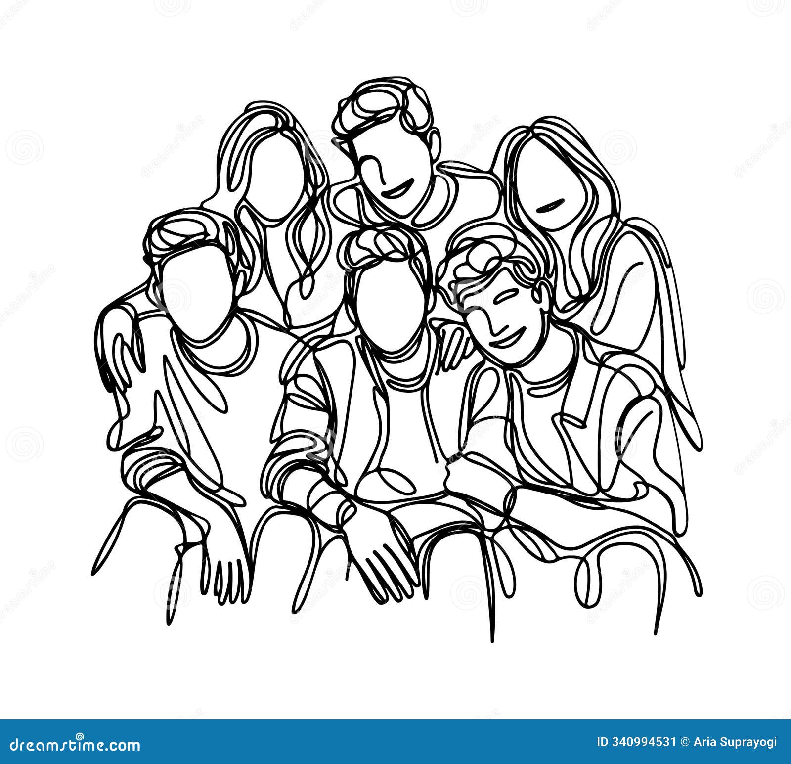 Group of Friend Continuous Line Drawing Vector Stock Illustration ...