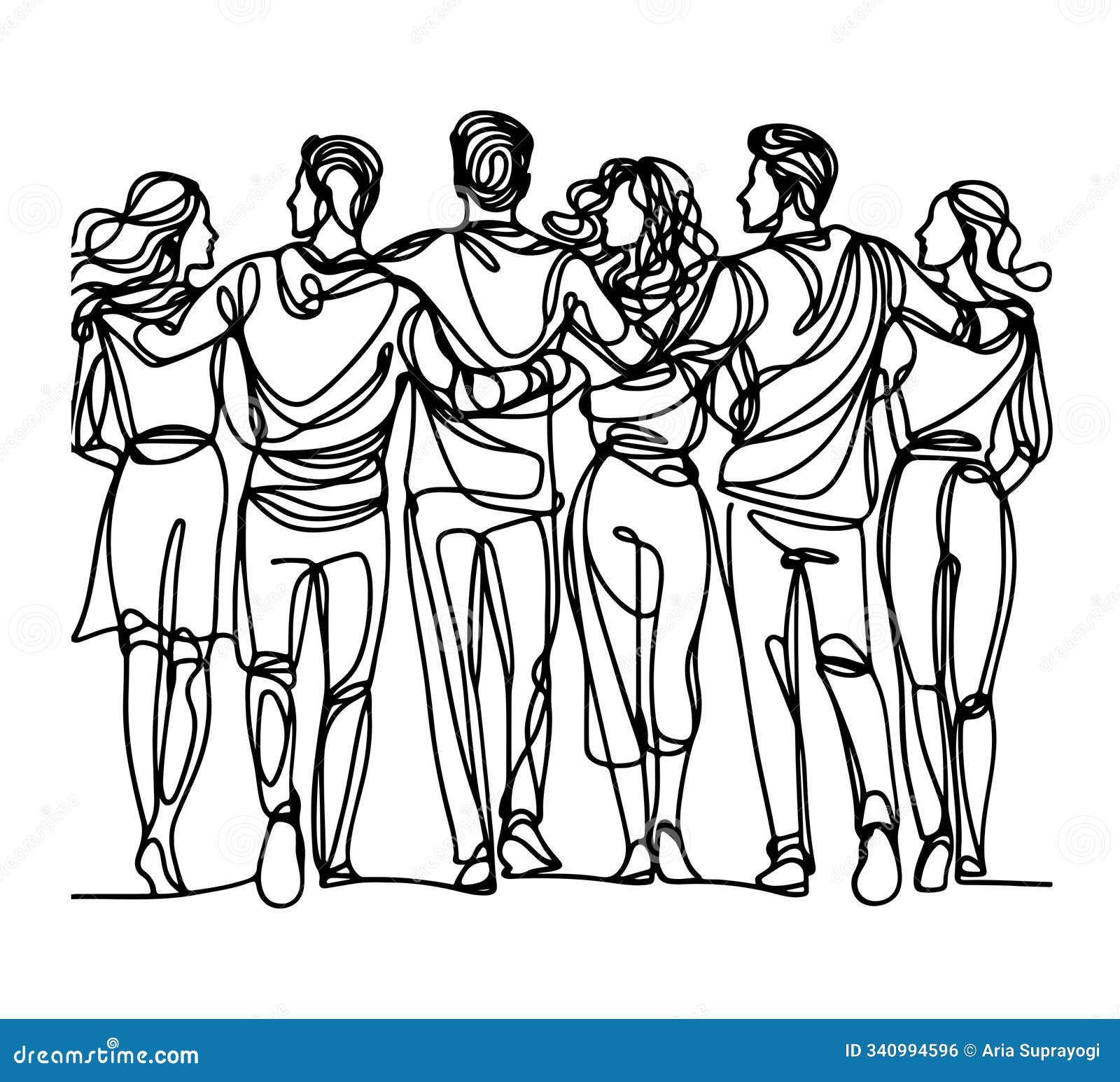 Group of Friend Continuous Line Drawing Vector Stock Illustration ...