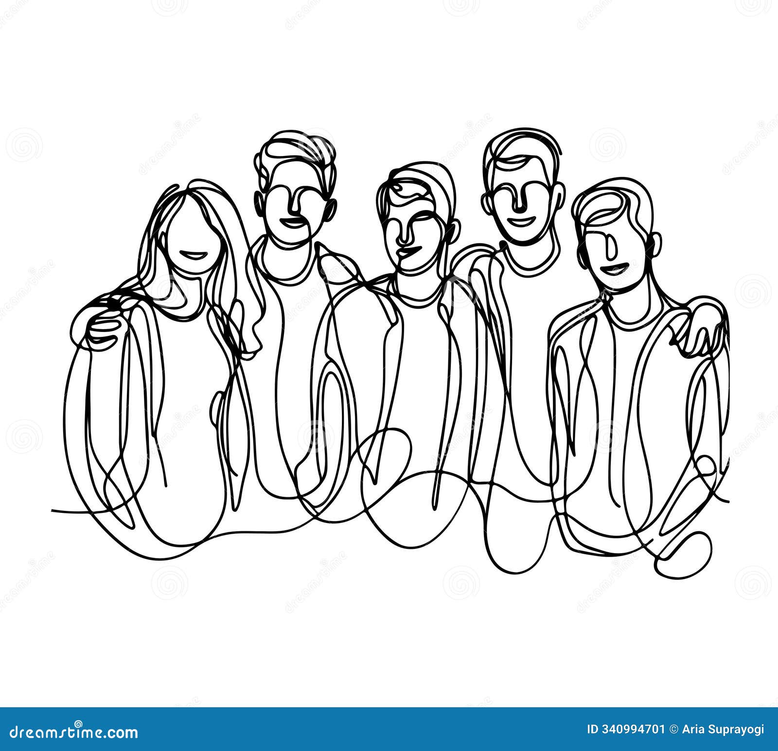Group of Friend Continuous Line Drawing Vector Stock Illustration ...