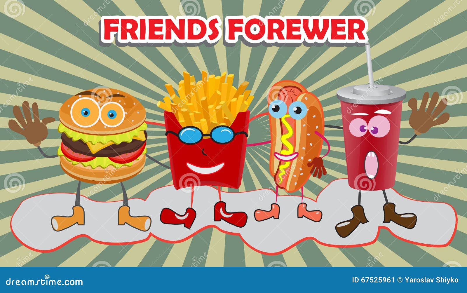 A Group of Friendly Fast Food Meals. Stock Vector - Illustration of ...