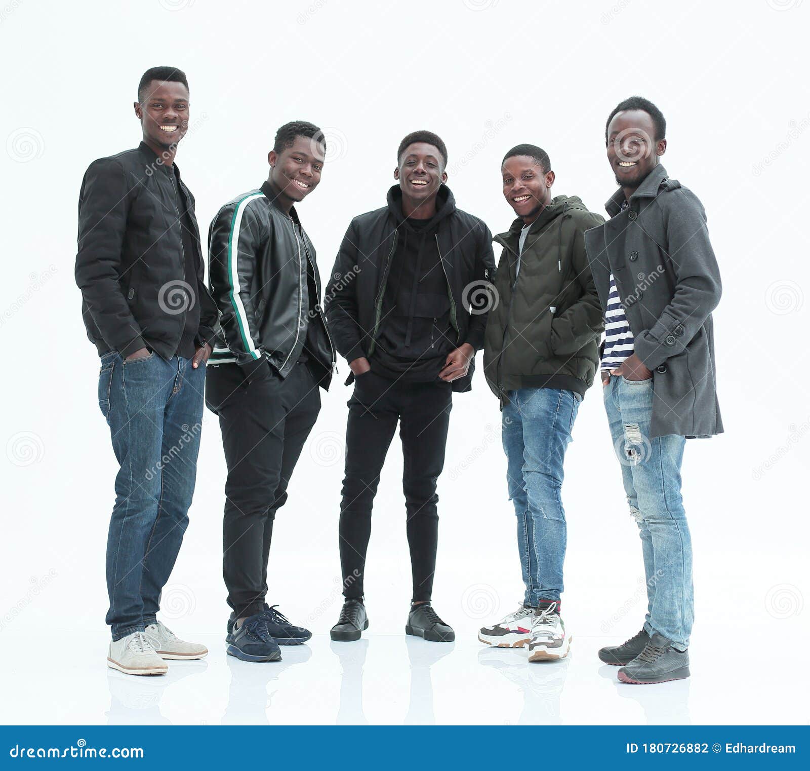 Group of Friendly Guys Standing Together . Isolated on White Stock ...