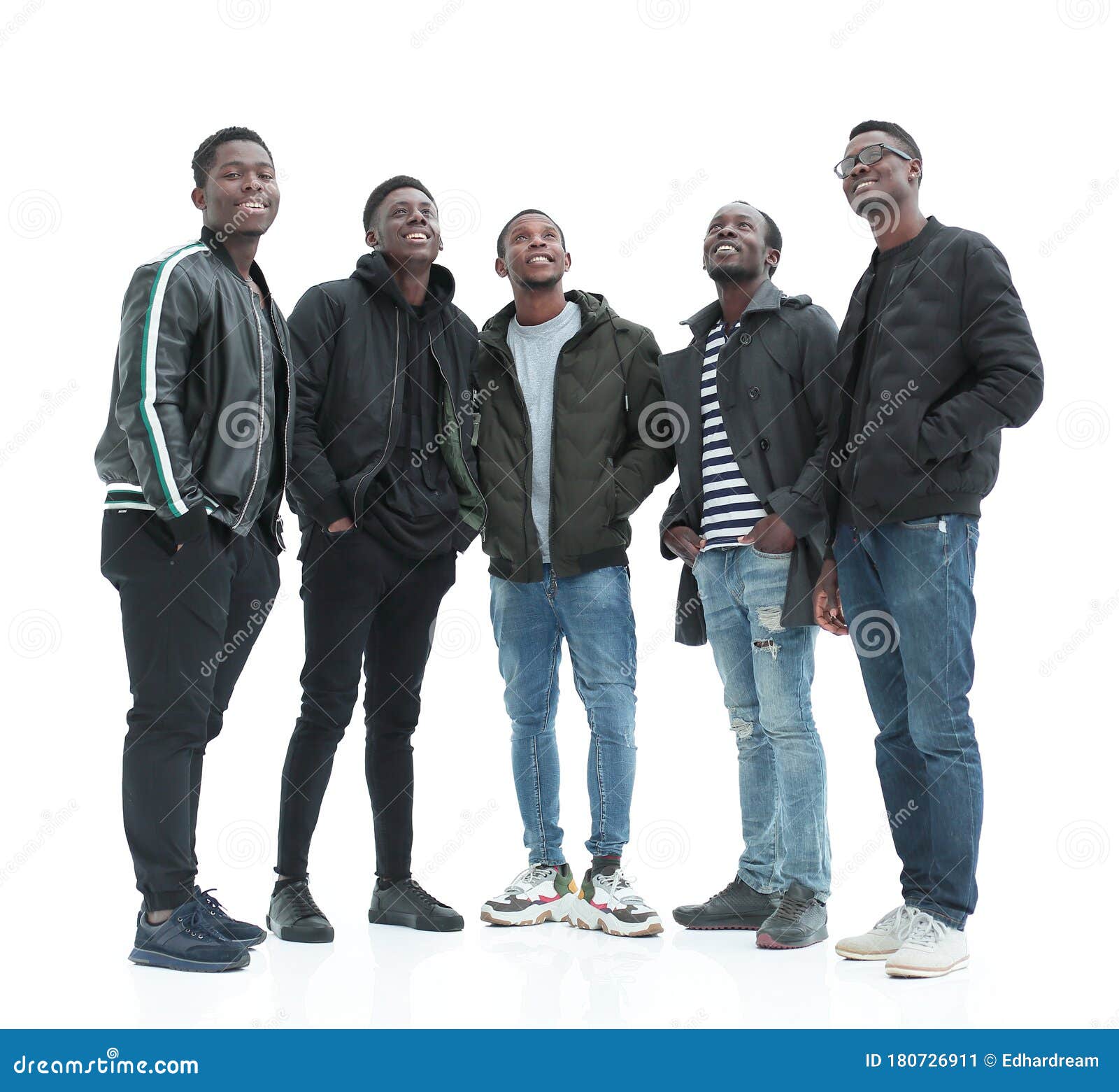 Group of Friendly Guys Standing Together . Isolated on White Stock ...