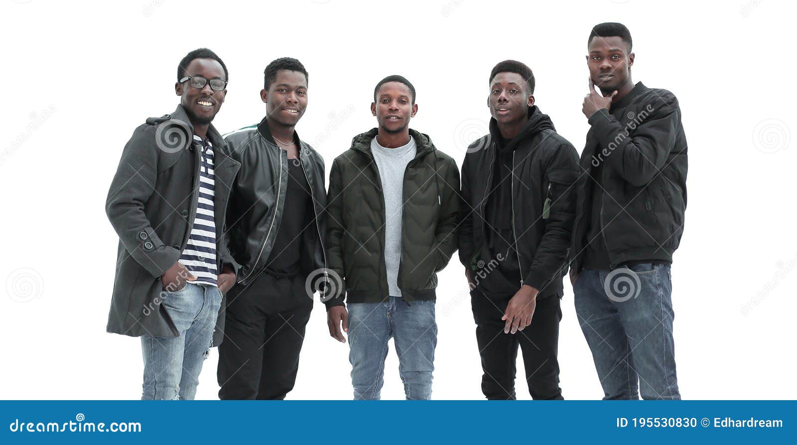 Group of Friendly Guys Standing Together . Isolated on White Stock ...