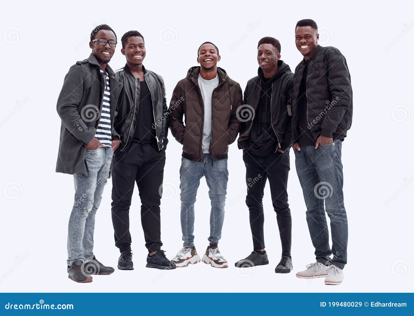 Group of Friendly Guys Standing Together . Isolated on White Stock ...