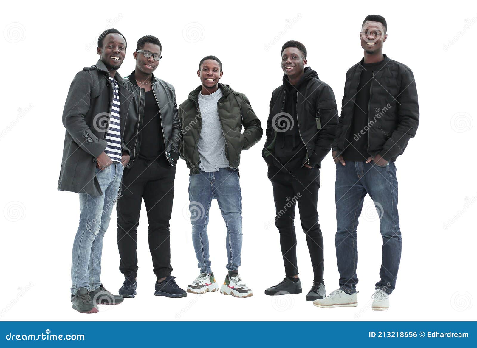 Group of Friendly Guys Standing Together . Isolated on White Stock ...