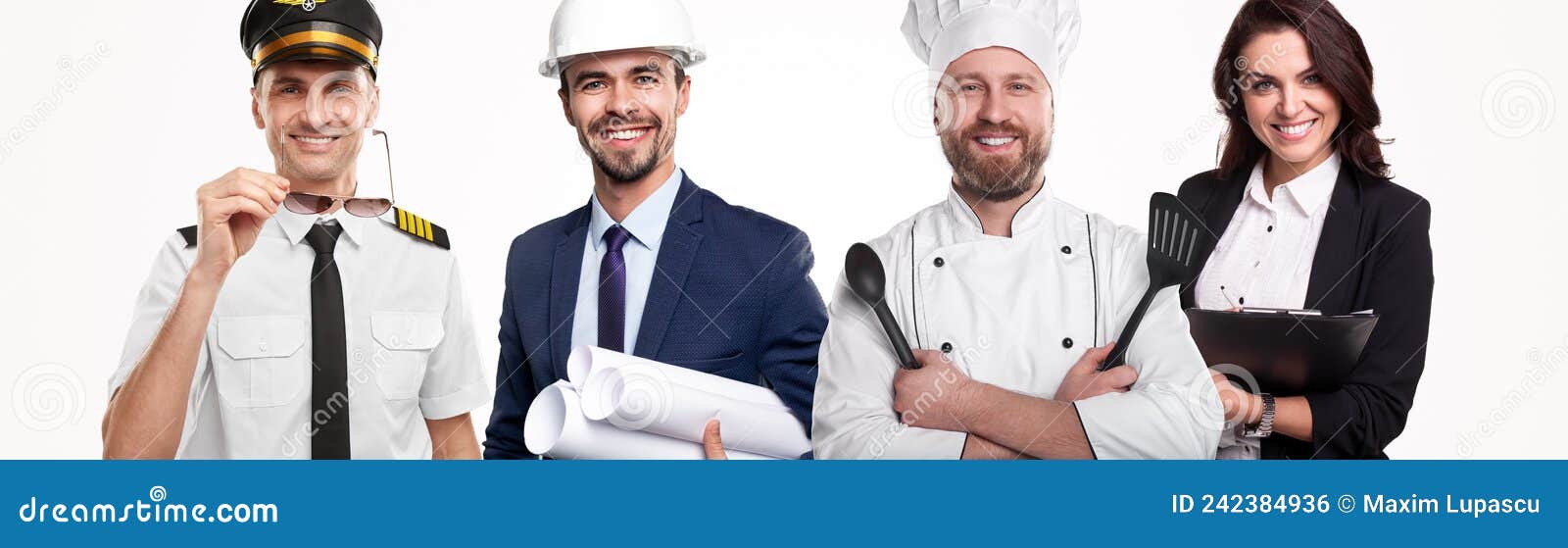 Positive Workers Smiling for Camera Stock Photo - Image of multiple ...