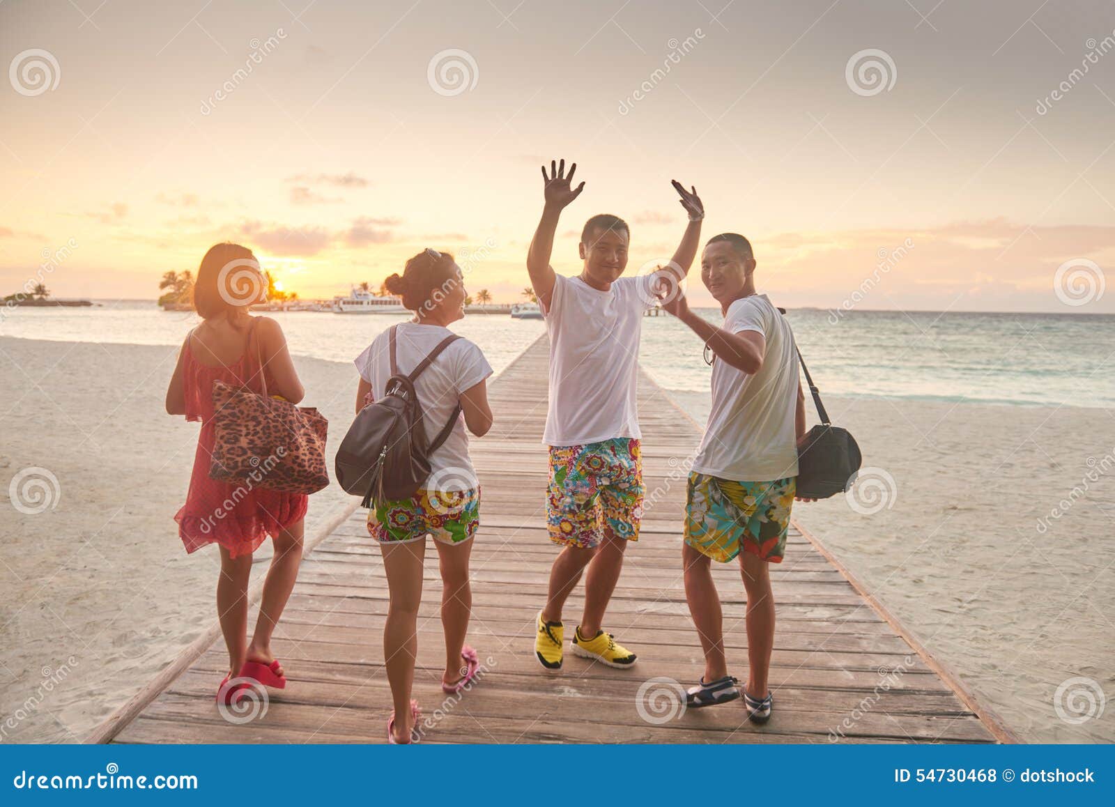 Group of Friends on Beautiful Beach Stock Photo - Image of back ...