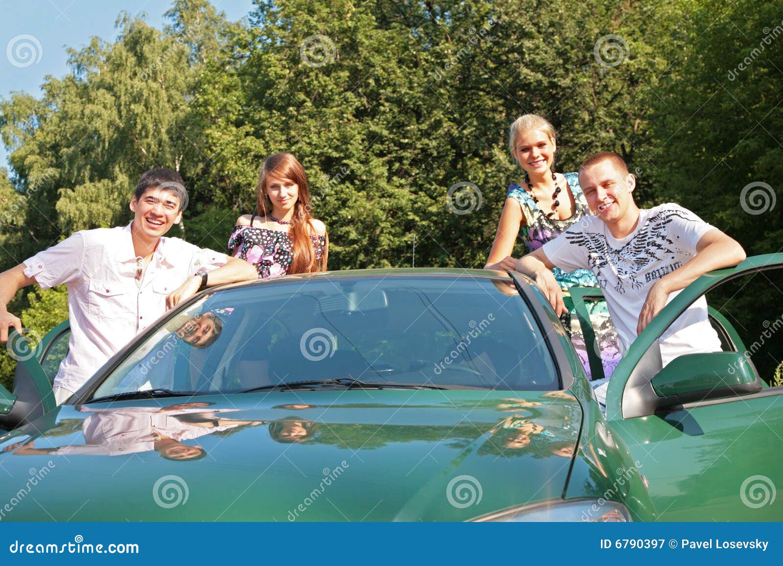 Group of Friends with Car Outdoor Stock Image - Image of human, adult ...