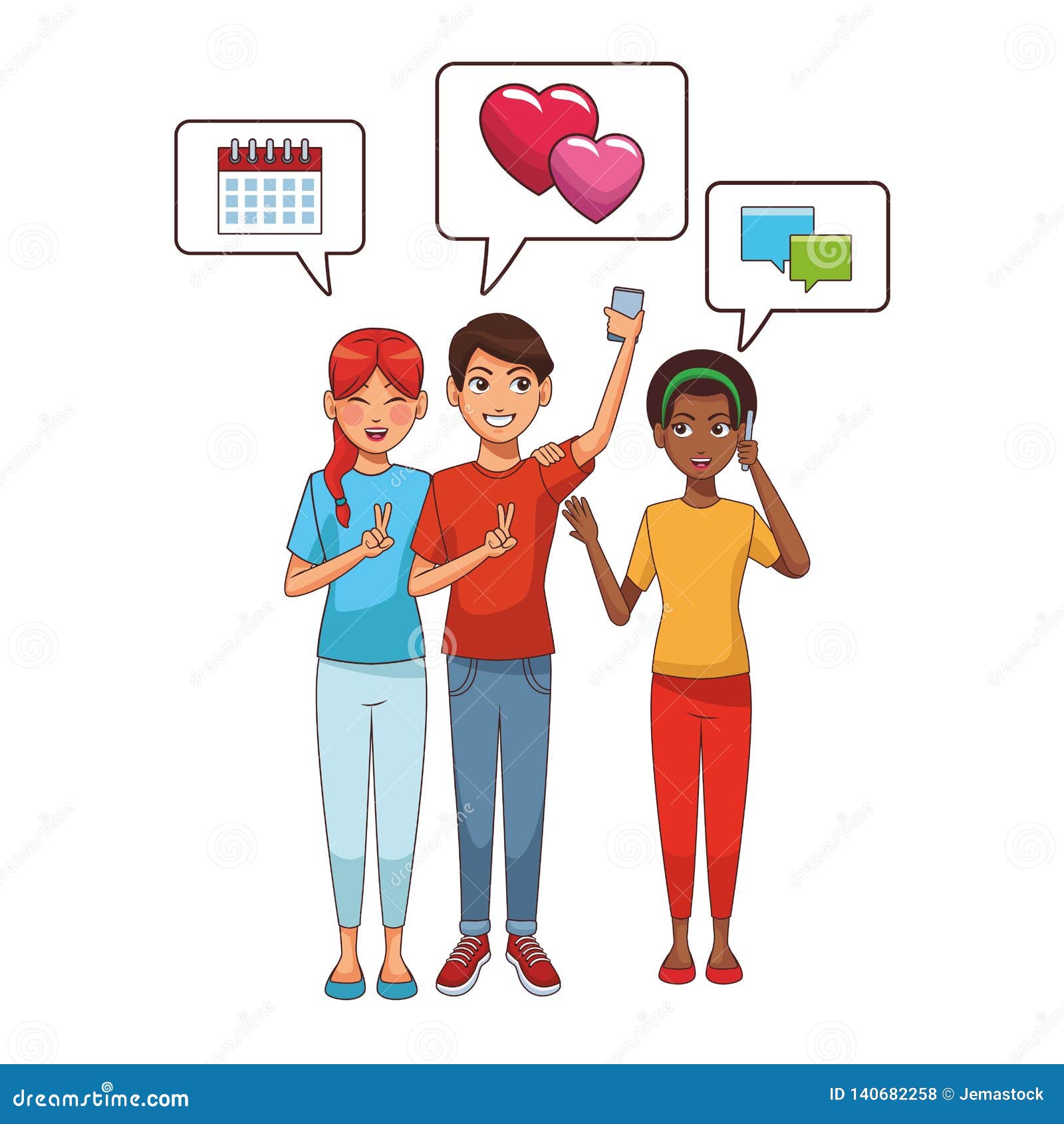 Group of friends cartoon stock vector. Illustration of together - 140682258