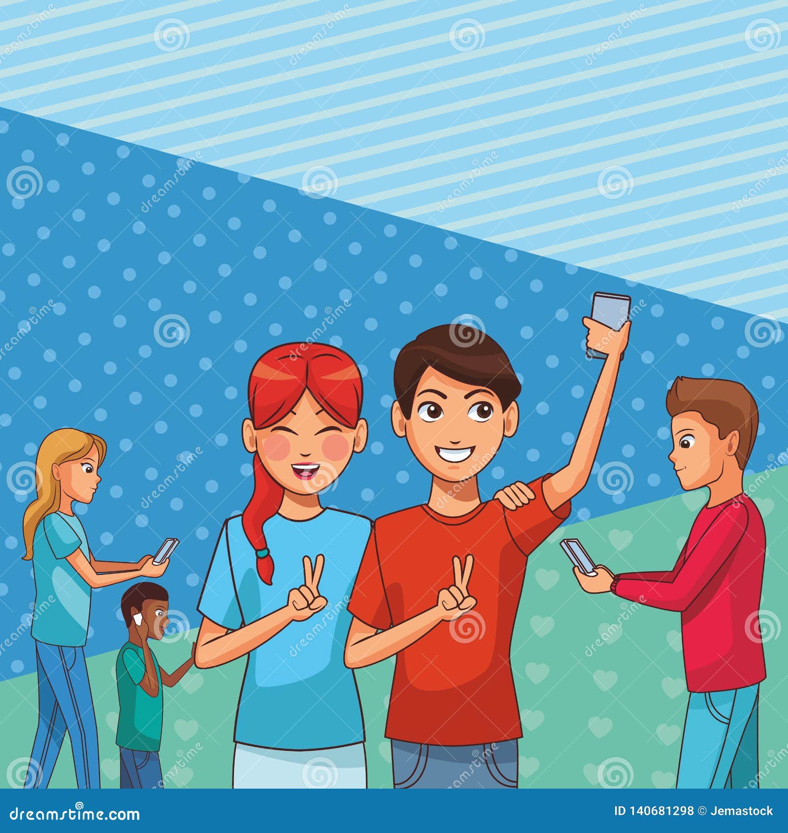 Group of friends cartoon stock vector. Illustration of together - 140681298