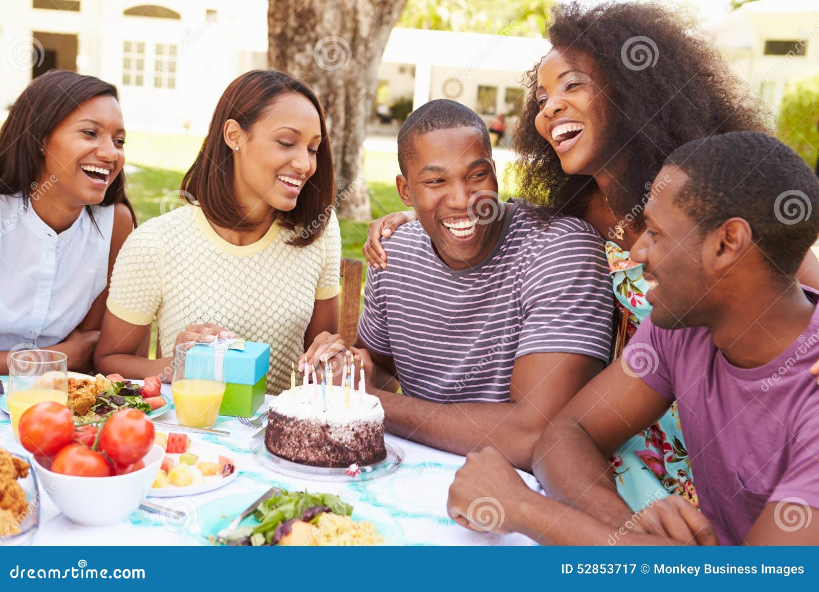 Group of Friends Celebrating Birthday at Home Stock Image - Image of ...