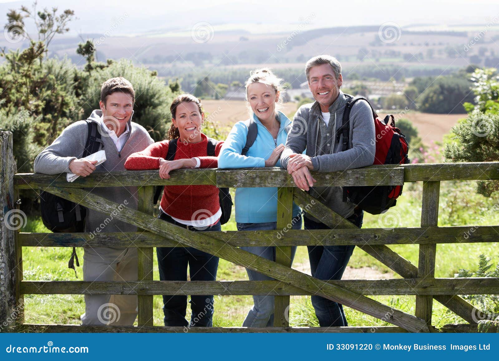 Group of Friends on Country Walk Stock Photo - Image of mature, group ...