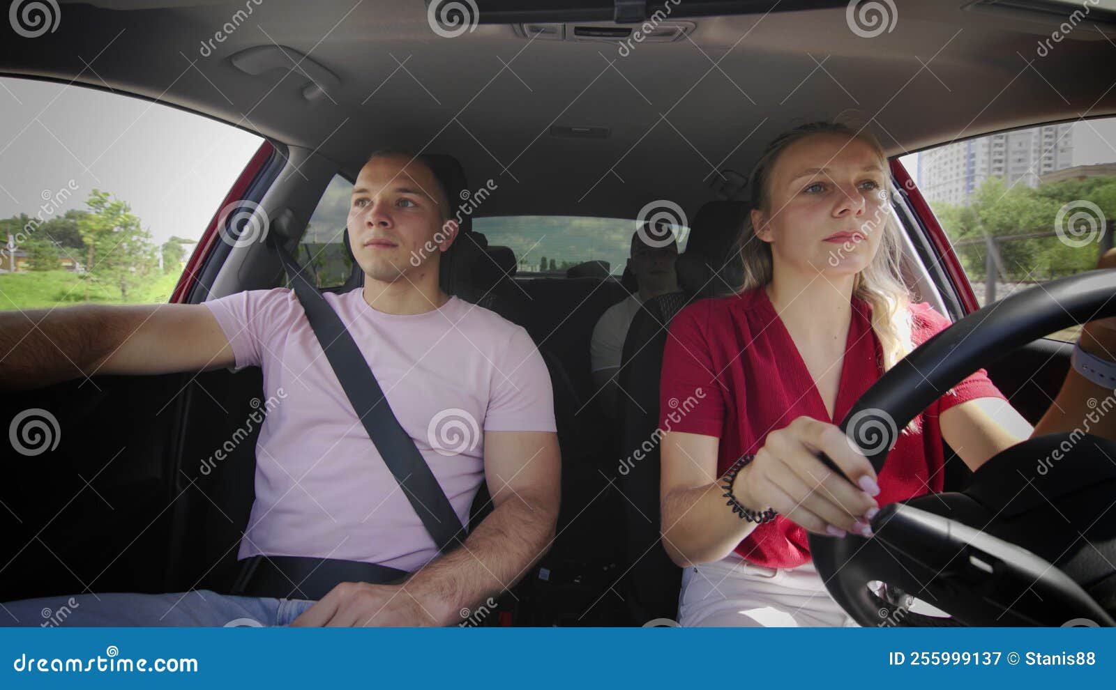 A Group of Friends are Driving in a Car. Stock Image - Image of listen ...