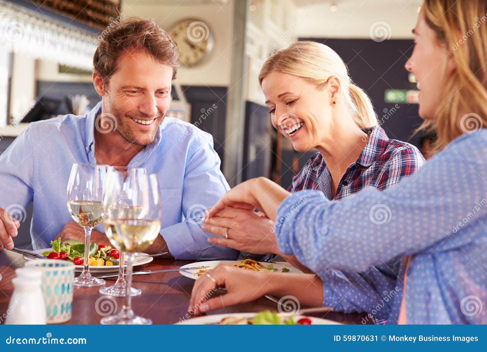 A Group of Friends Eating at a Restaurant Stock Image - Image of food ...
