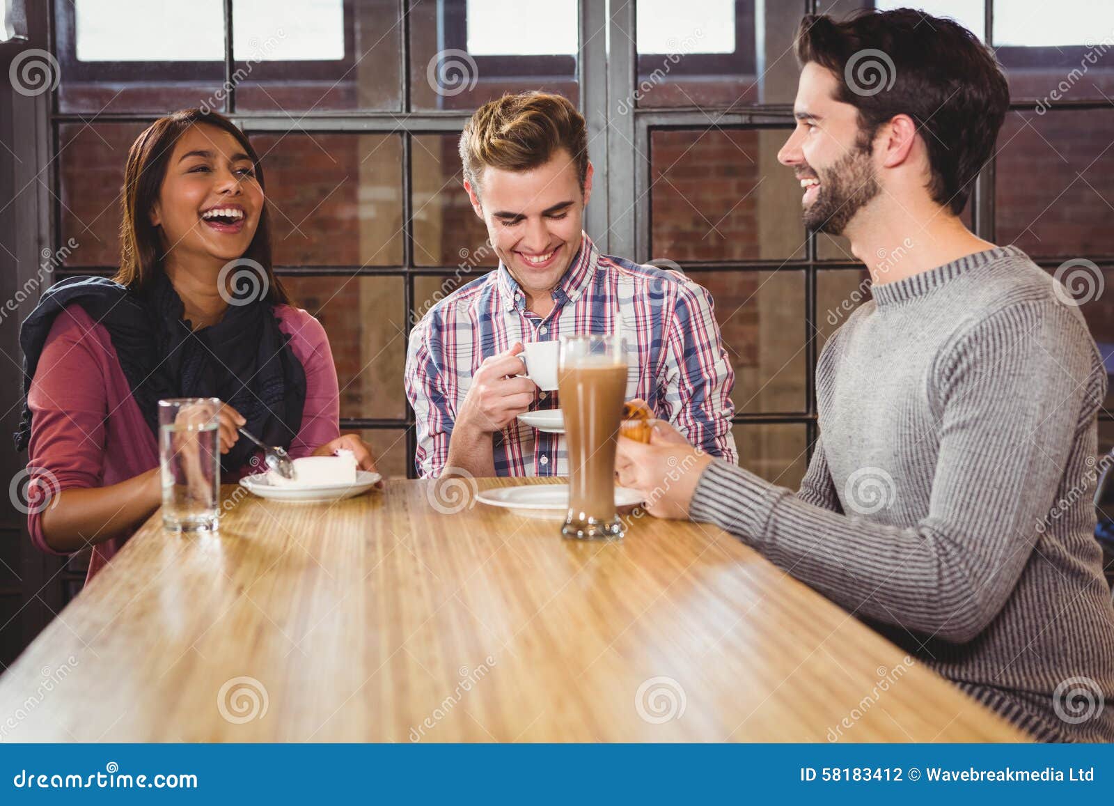 Group of Friends Enjoying a Dessert Stock Photo - Image of chocolate ...