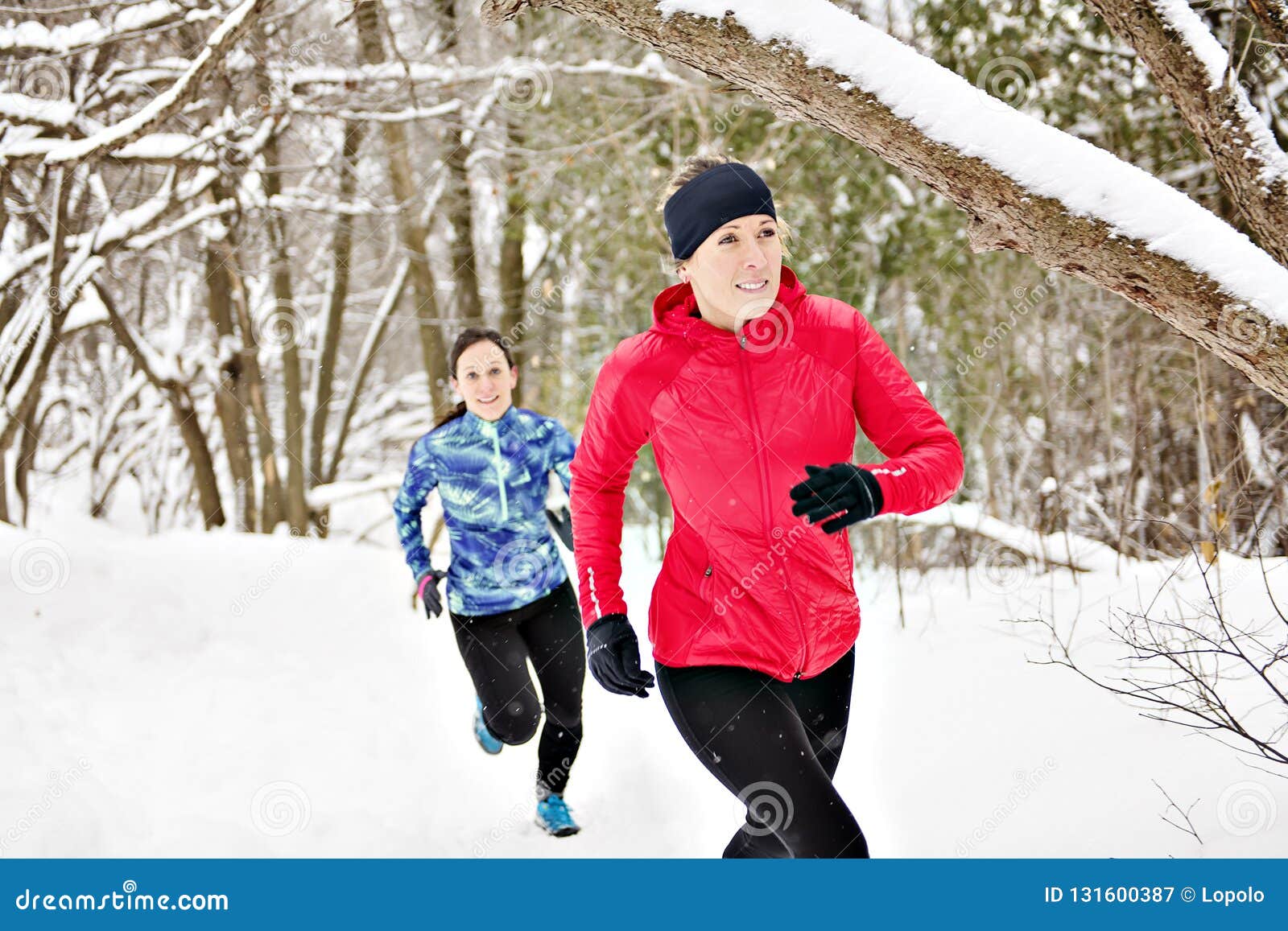 Group of Friends Enjoying Jogging in the Snow in Winter Stock Image ...