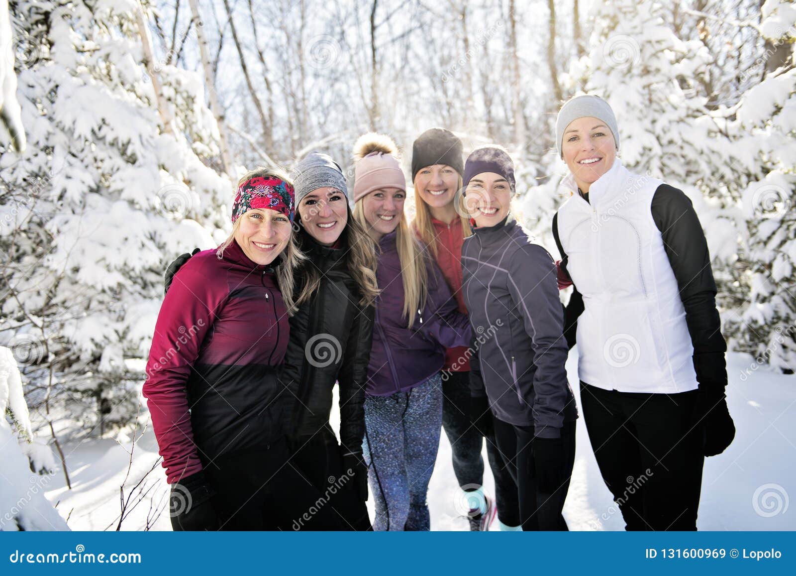 Group of Friends Enjoying Jogging in the Snow in Winter Stock Image ...