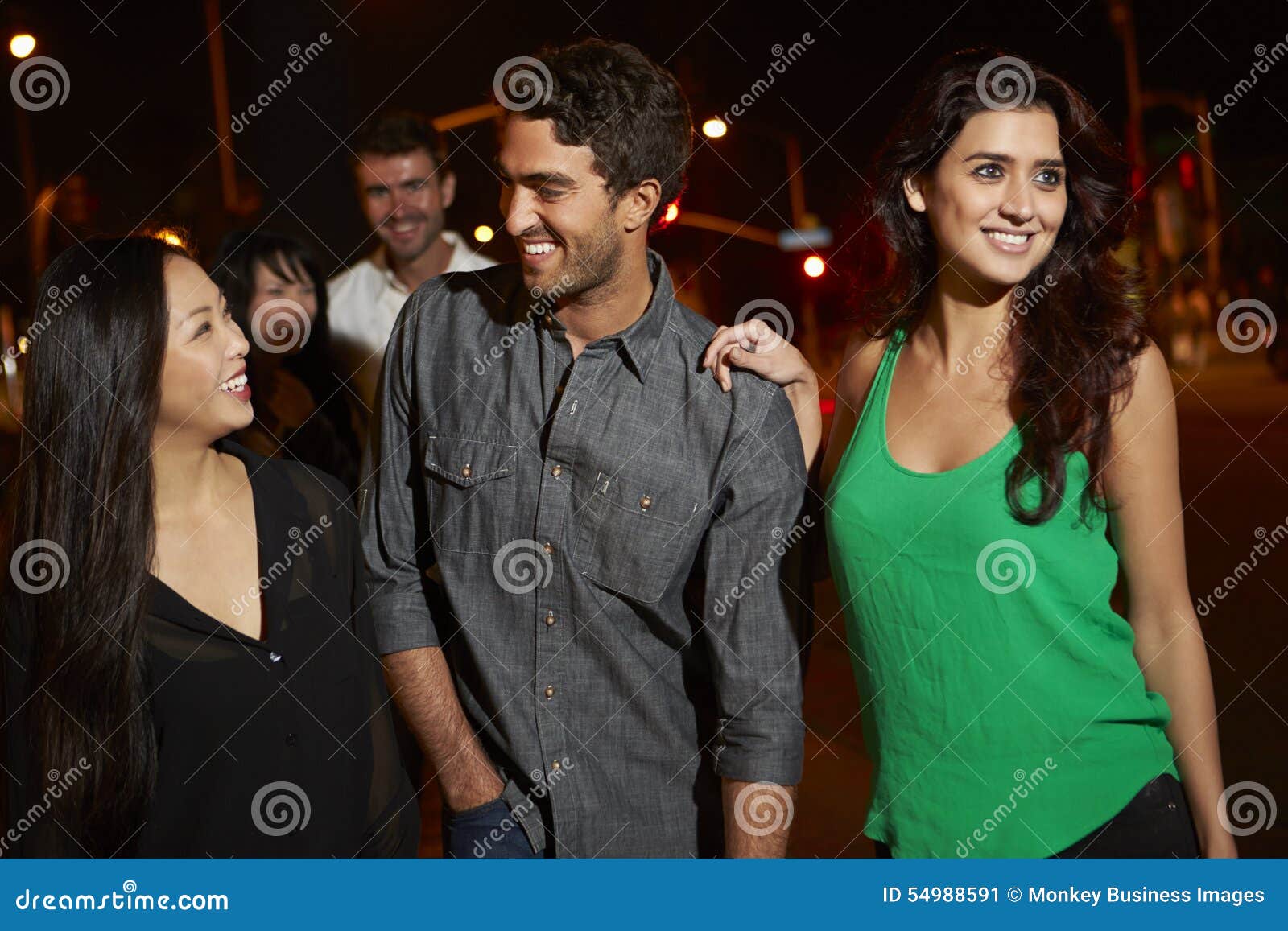 Group of Friends Enjoying Night Out Together Stock Image - Image of ...