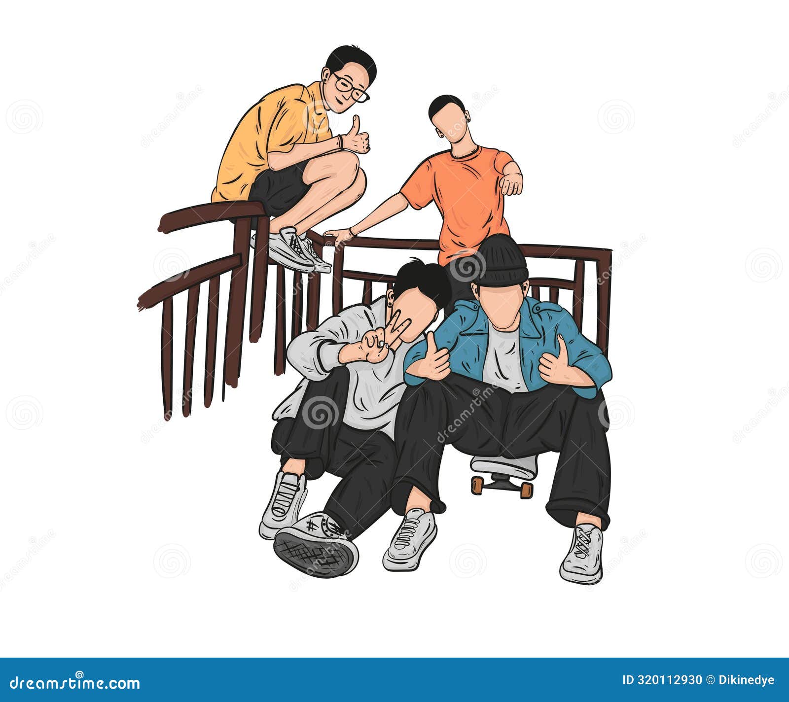 A Group of Friends are Hanging Out Stock Illustration - Illustration of ...