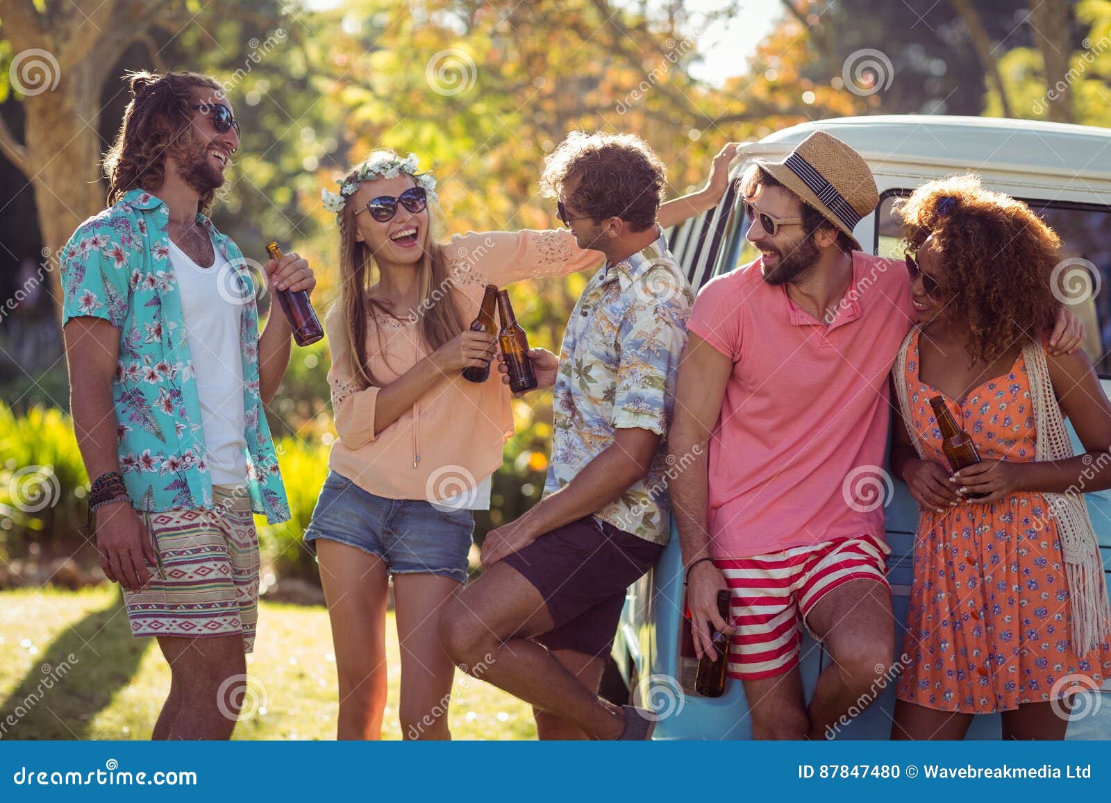 Group of Friends Having a Beer Together Stock Photo - Image of female ...