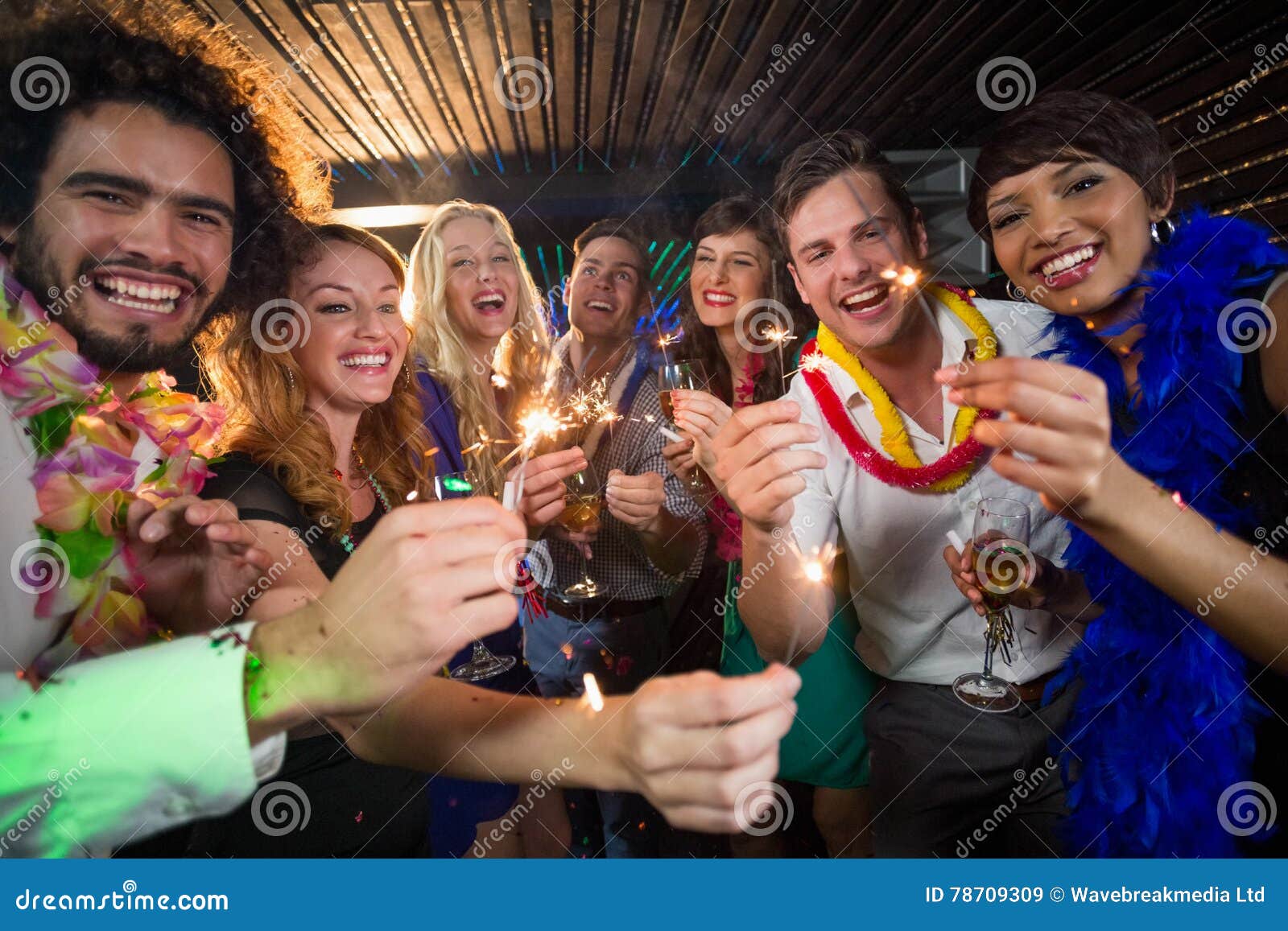 Group of Friends Having Fun in Bar Stock Image - Image of fire ...