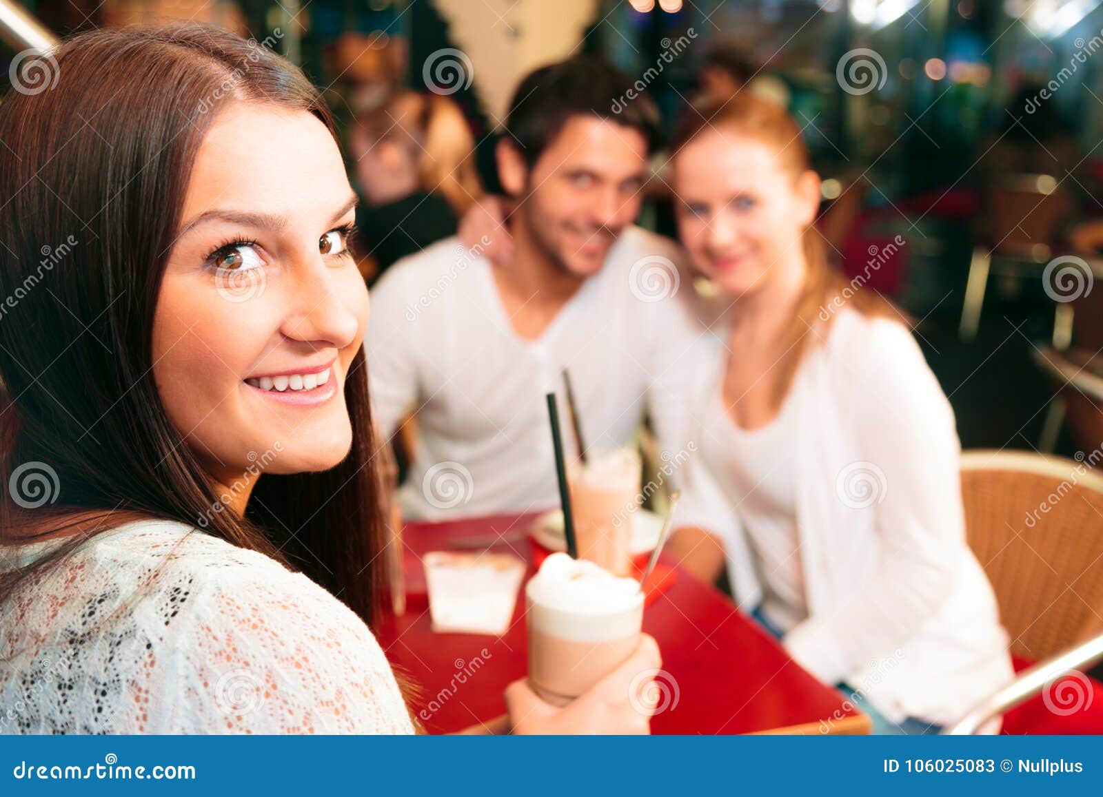 Friends Having Fun at a Cafe Stock Image - Image of together, male ...